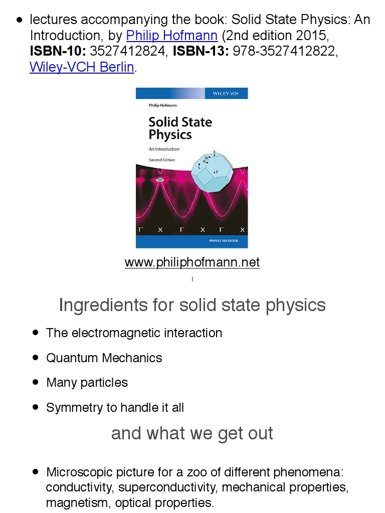 Lectures Accompanying The Book - Solid State Physics - An (PDFDrive ...