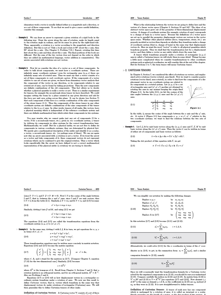 Tensors - 1mary L. Boas - Mathematical Methods in The Phy | PDF | Euclidean Vector | Tensor