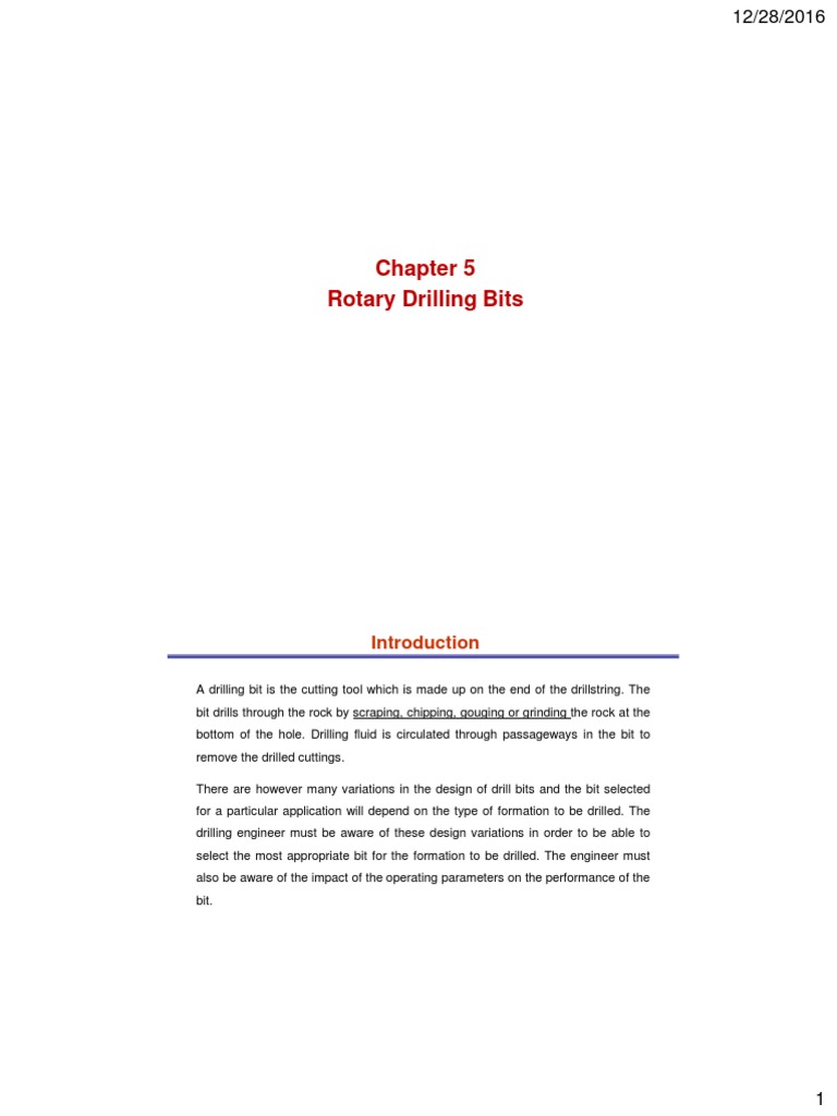 Chapter 5 Rotary Drilling Bits | PDF | Drilling | Drill