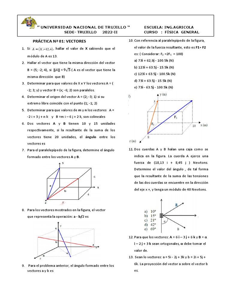 Practica - Vectores | PDF | Vector Euclidiano | Geometría euclidiana