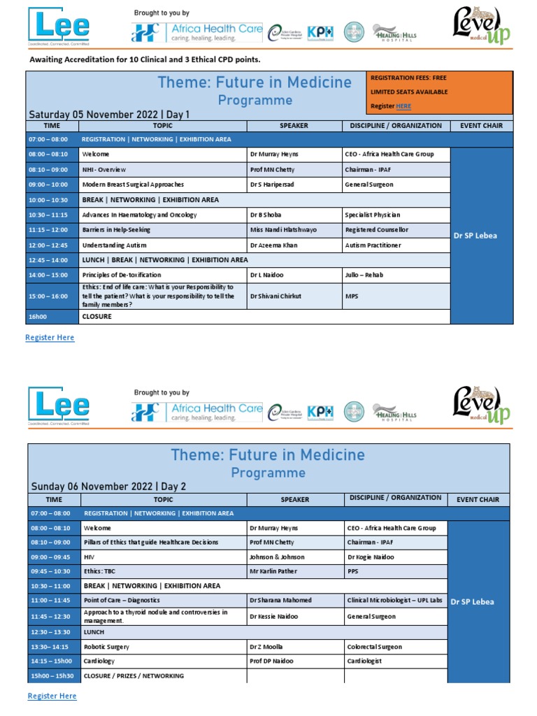 KZN Med Exhibition - Programme - Durban - 5 - 6 Nov 2022 | PDF ...