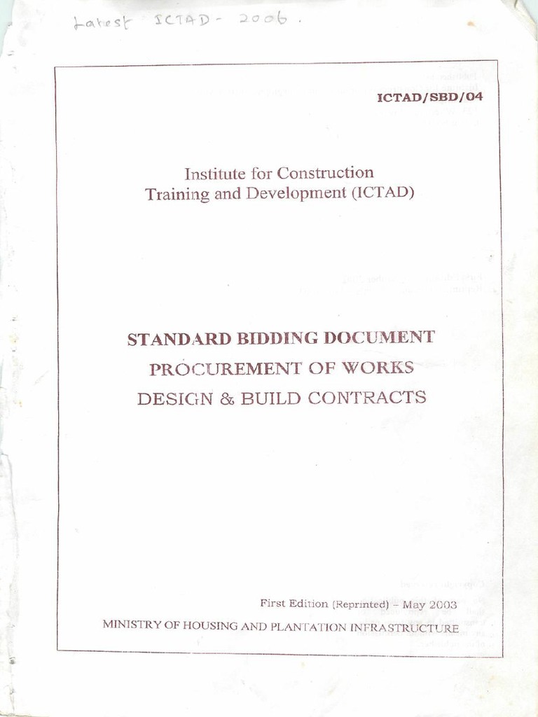 Contract Document ICTAD SBD 04 | PDF
