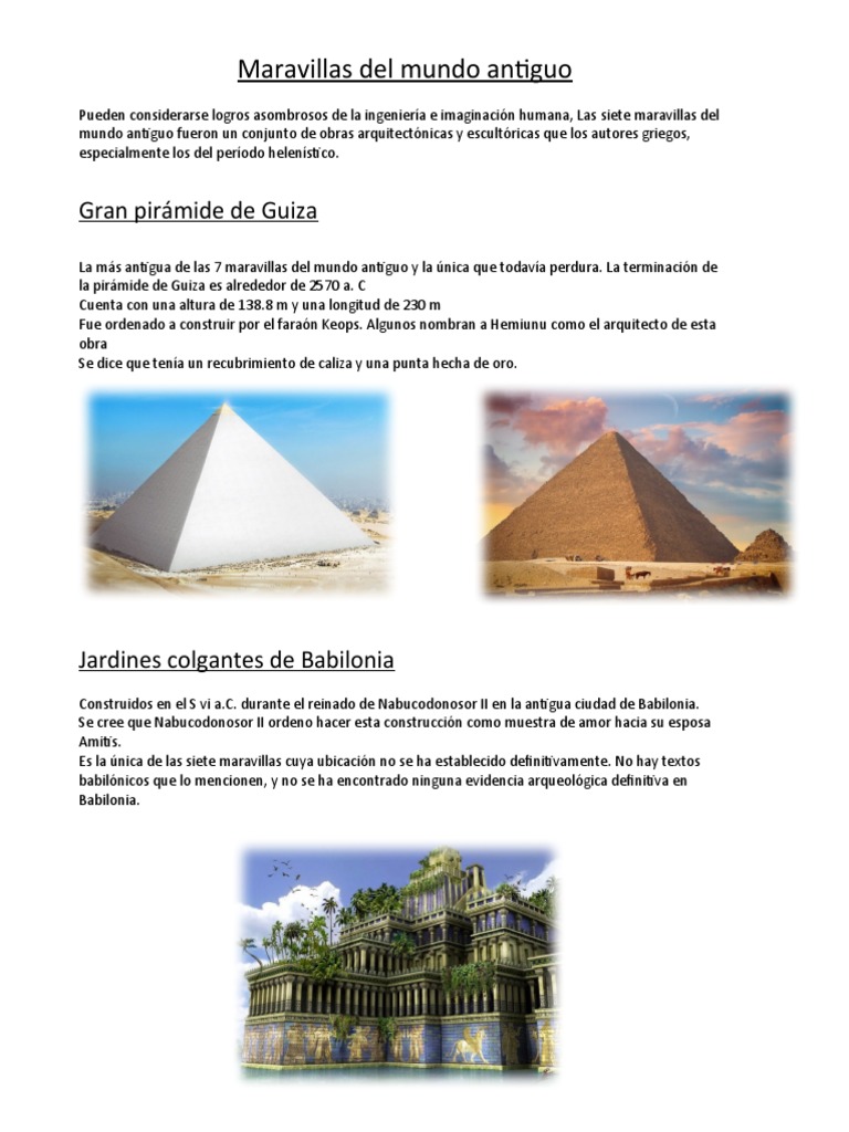 Maravillas Del Mundo Antiguo | PDF | Antiguedad clasica