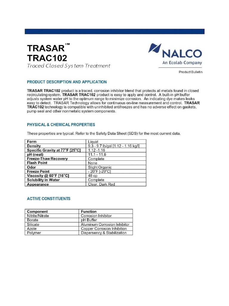 Nalco TRAC 102 PB | PDF