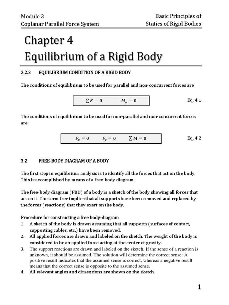 Chapter 4 Equilibrium Of A Rigid Body Pdf Force Physics