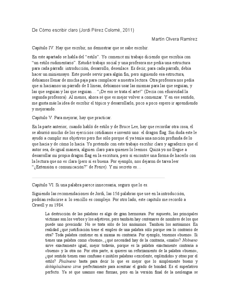 De Cómo Escribir Claro (II) | PDF | Artes del Lenguaje y Comunicación ...