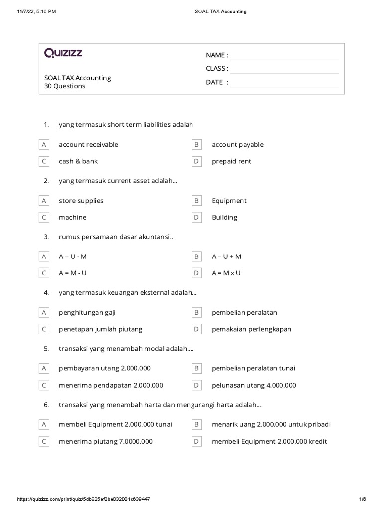 SOAL TAX Accounting | PDF
