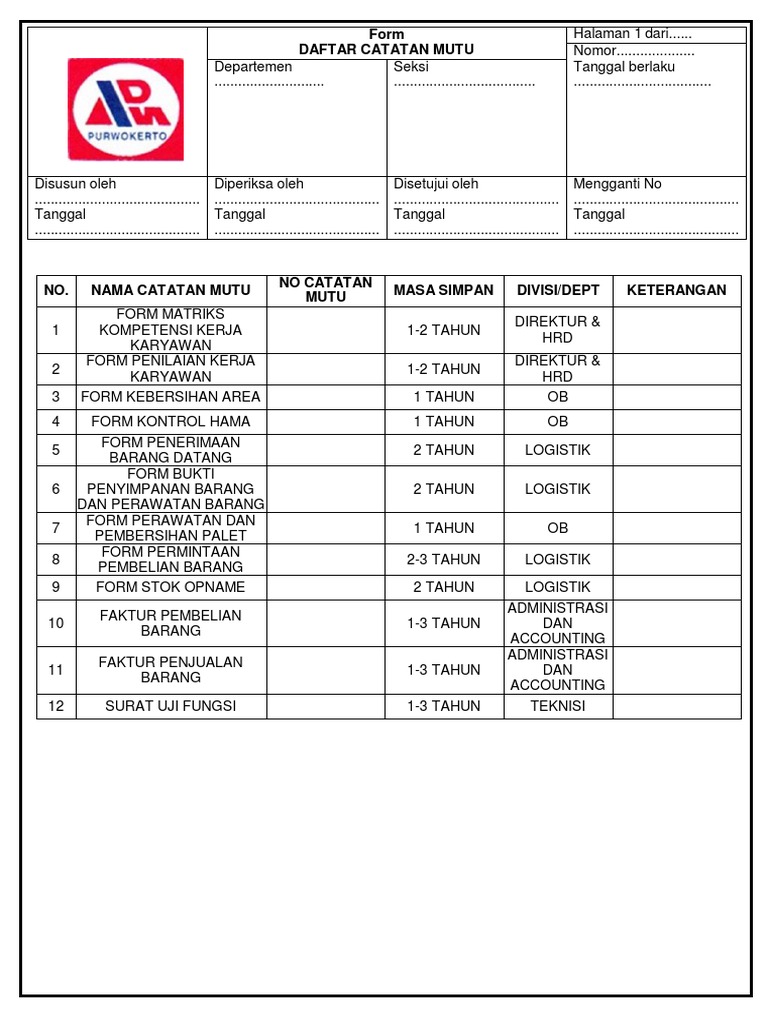 1.22.daftar Masa Simpan Setiap Rekaman | PDF