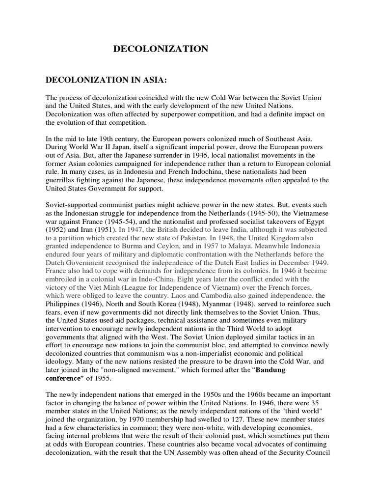 DECOLONIZATION | PDF | Decolonization | United Nations