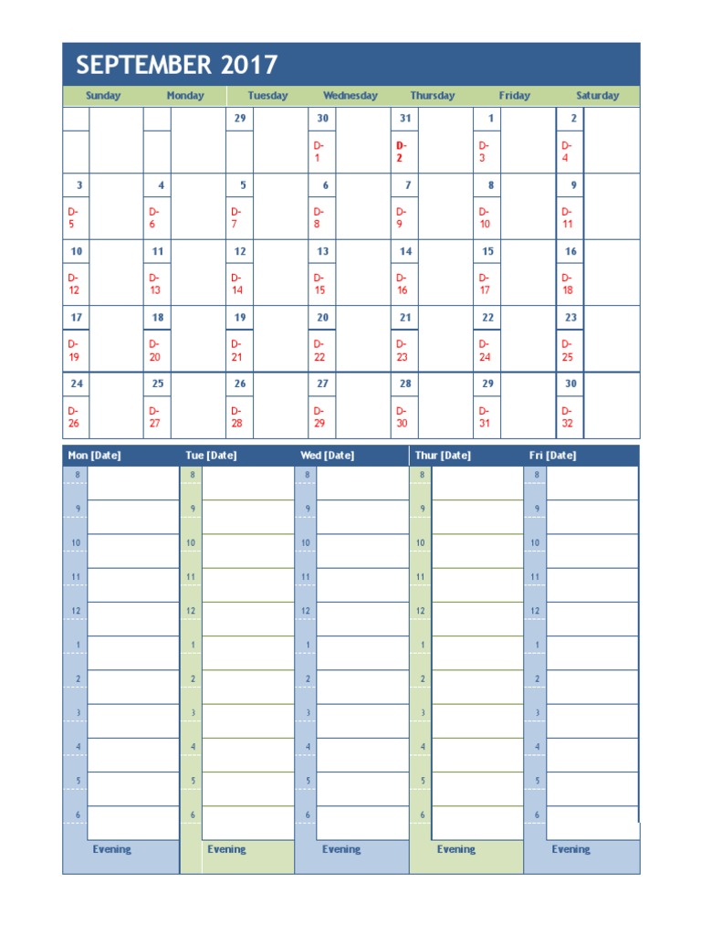Monthly and Weekly Planning Calendar | PDF