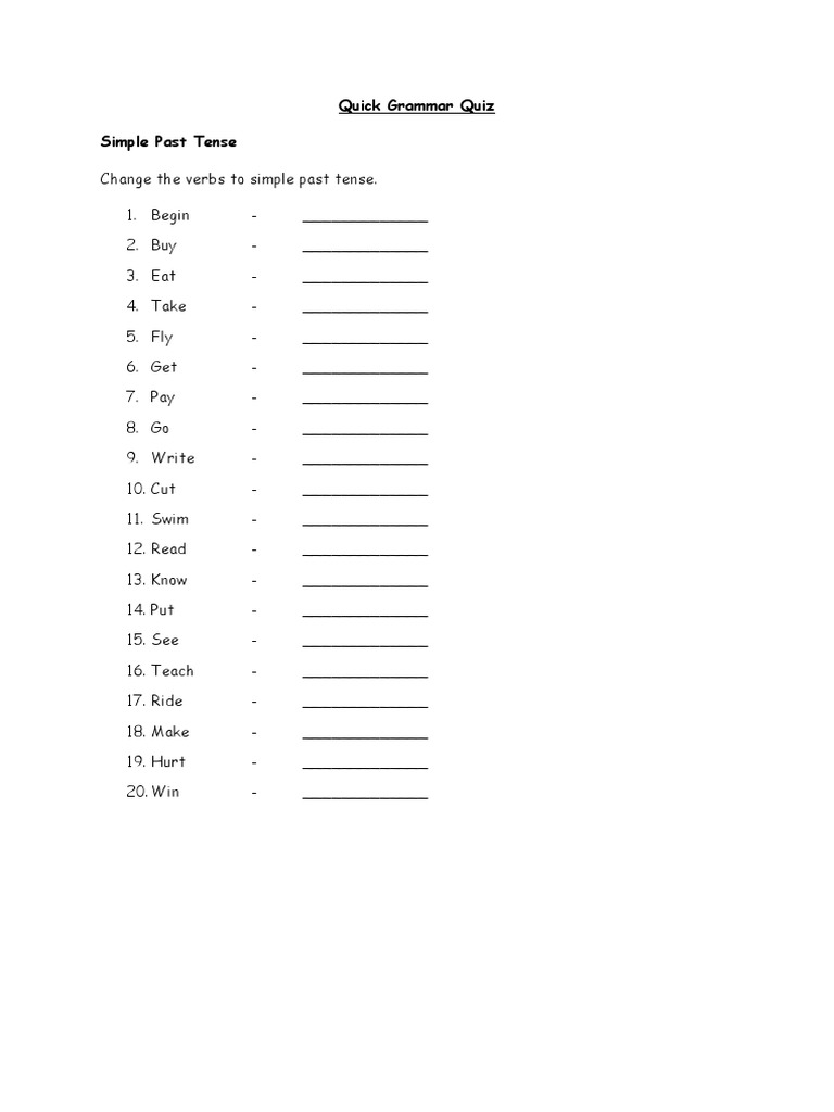 Quick Grammar Quiz | PDF | Language Arts & Discipline