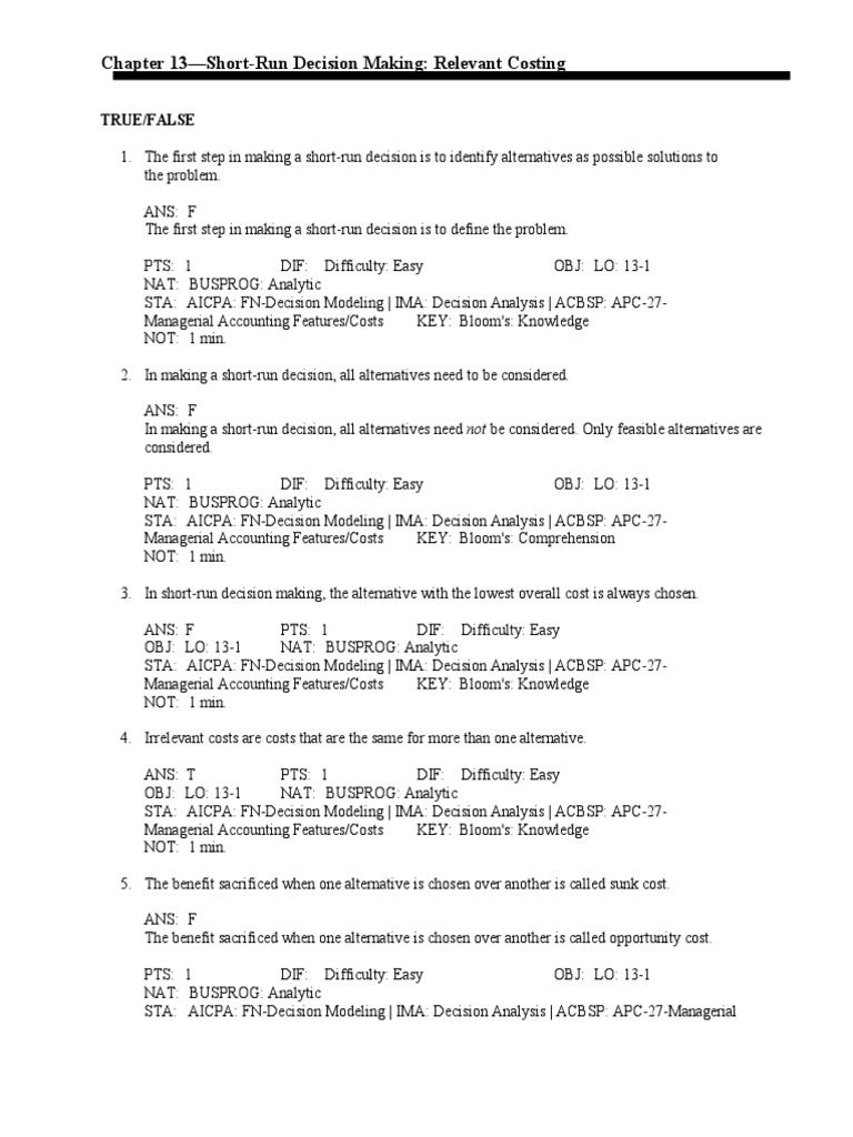 Chapter 13 5e | PDF | Management Accounting | Analytics