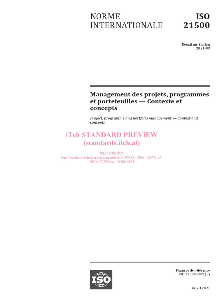 ISO-21500-Management de Projets - Mars 2021 | PDF | Organisation ...