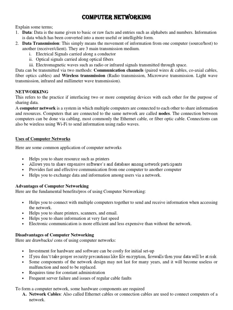 Computer Networking Pdf Computer Network Local Area Network