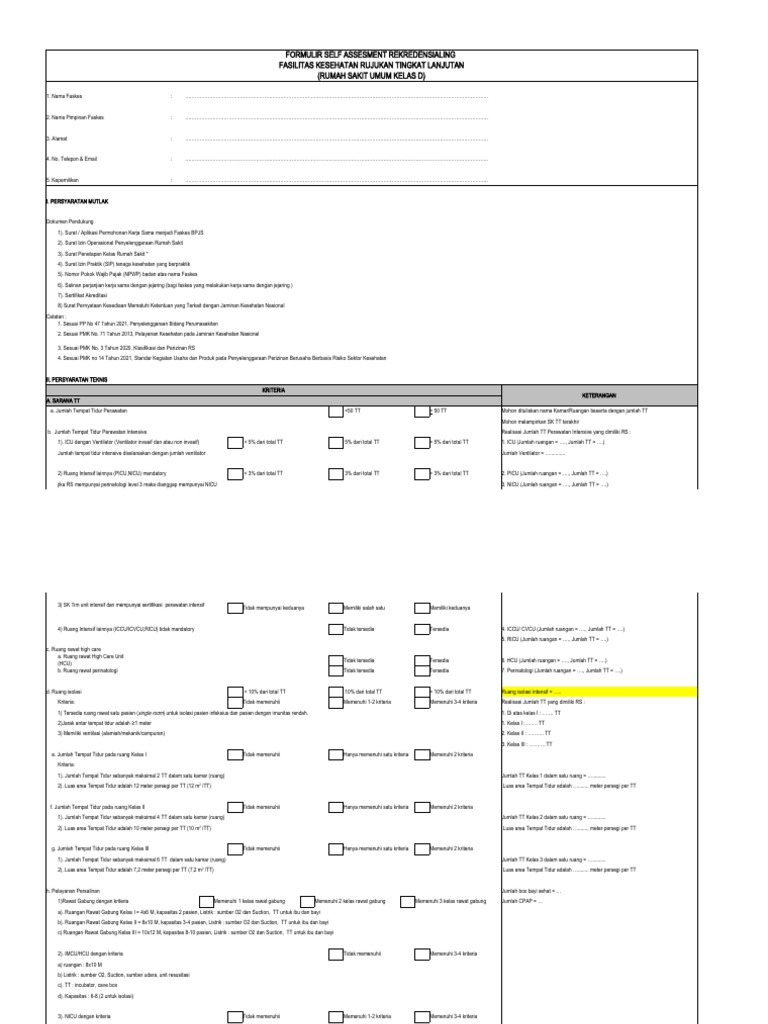 Form Self Assesment RSU Tipe D | PDF