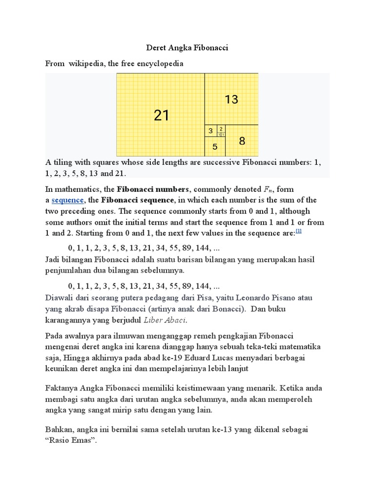Deret Angka Fibonacci | PDF | Kajian Bahasa Asing | Metode & Bahan Ajar