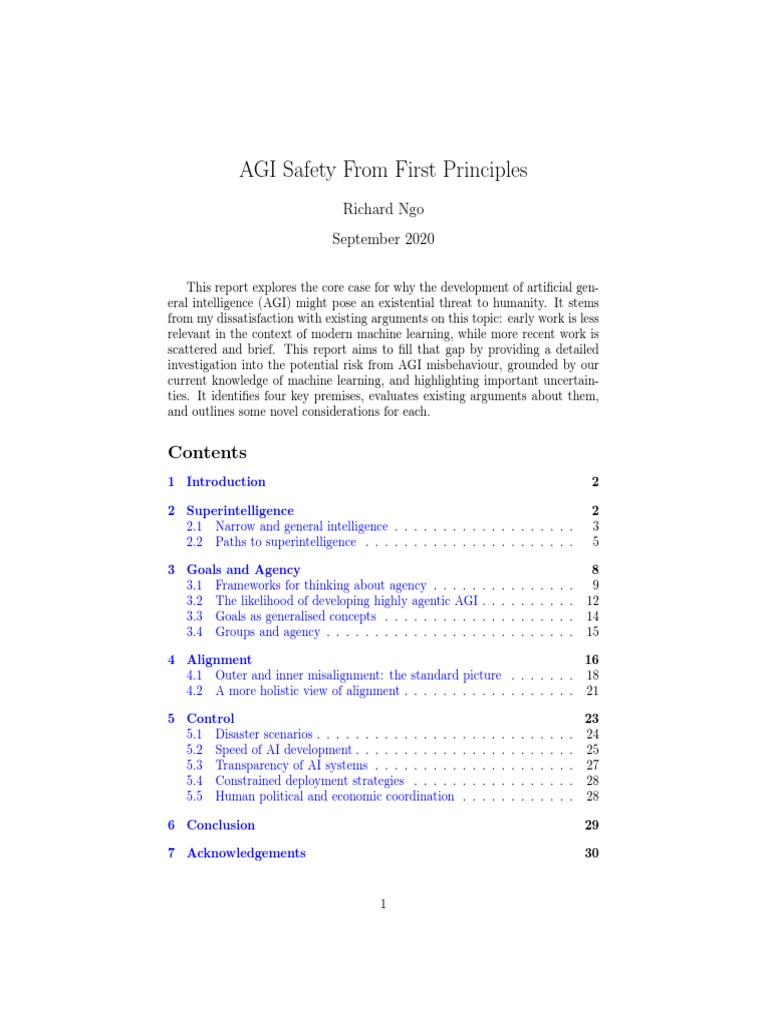 AGI Safety From First Principles | PDF | Intelligence (AI) & Semantics ...