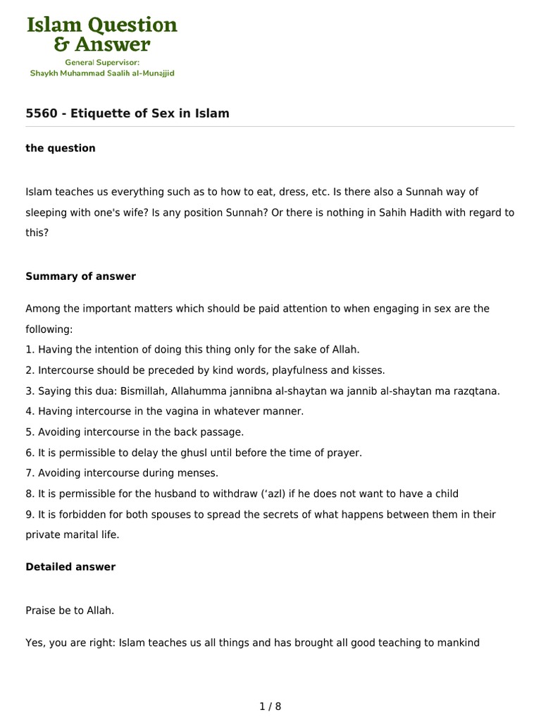 Etiquette and Rulings of Intimate Relations in Islam: A Comprehensive ...