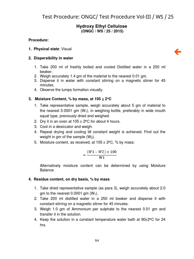 Hec Test Procedure | PDF | Water | Solubility