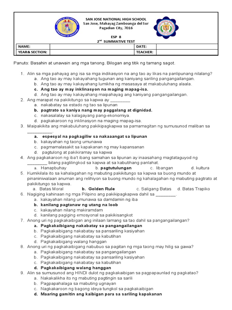 Esp 8 Quarter 2 | PDF