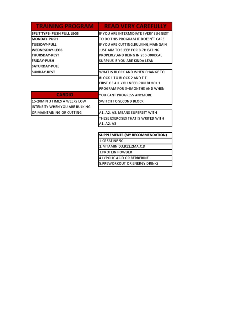 Push Pull Legs Phase 2 Program by Mantas Eitmon | PDF | Weight Training ...