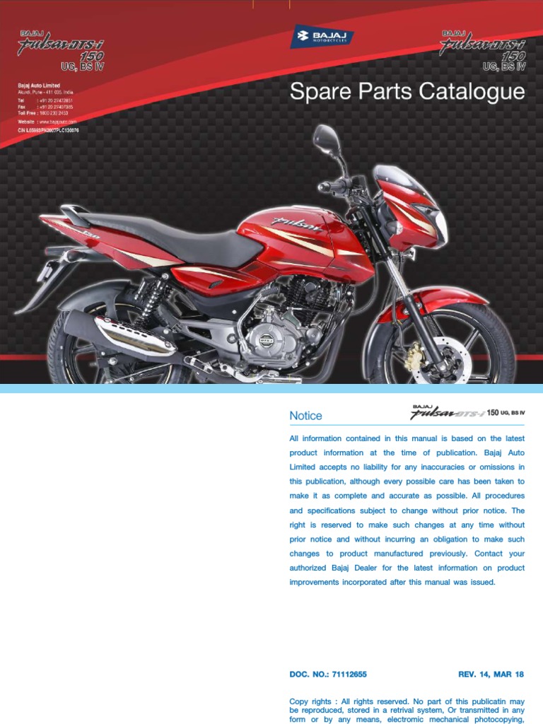 Pulsar 150 BS4 Spare Parts Catalogue | PDF | Brake | Motor Vehicle
