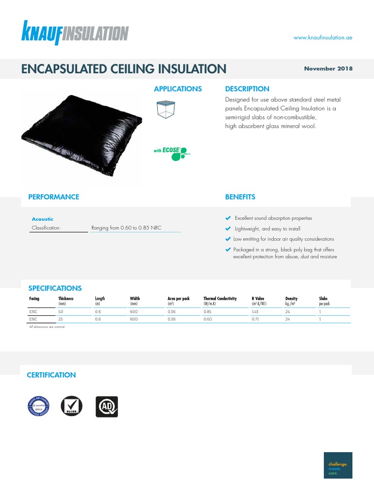 Knauf Ceiling Insulation | PDF | Building Insulation | Materials