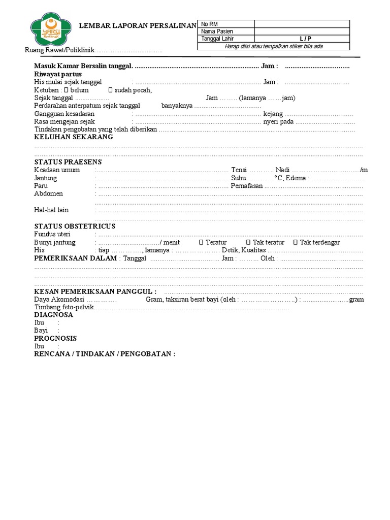 Laporan Persalinan dan Asuhan Ibu Bayi | PDF | Kesehatan Holistik ...