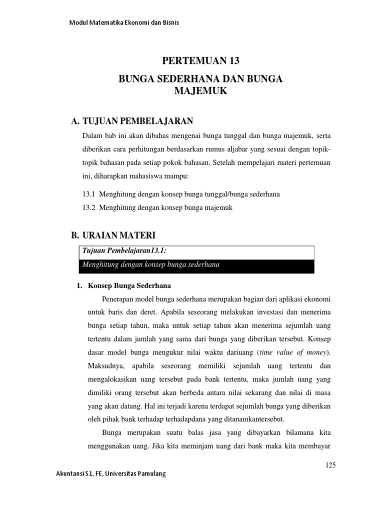 Menghitung Bunga Sederhana dan Majemuk | PDF | Pengelolaan Keuangan ...