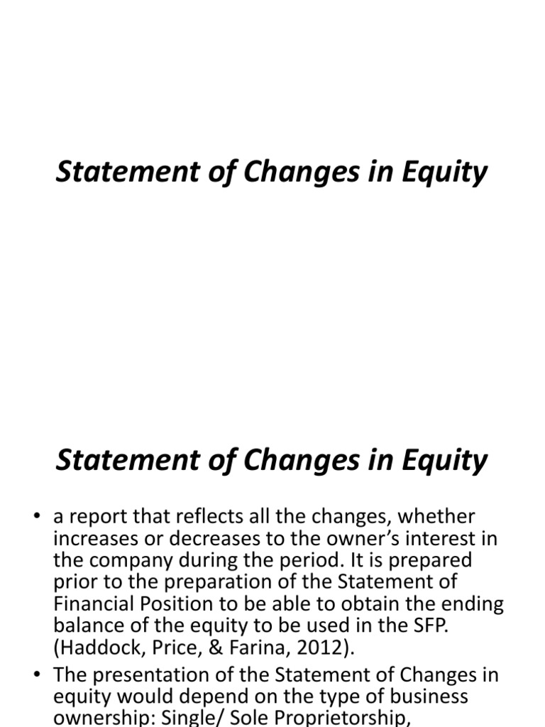 Lesson 3statement of Changes in Equity | PDF | Stocks | Equity (Finance)