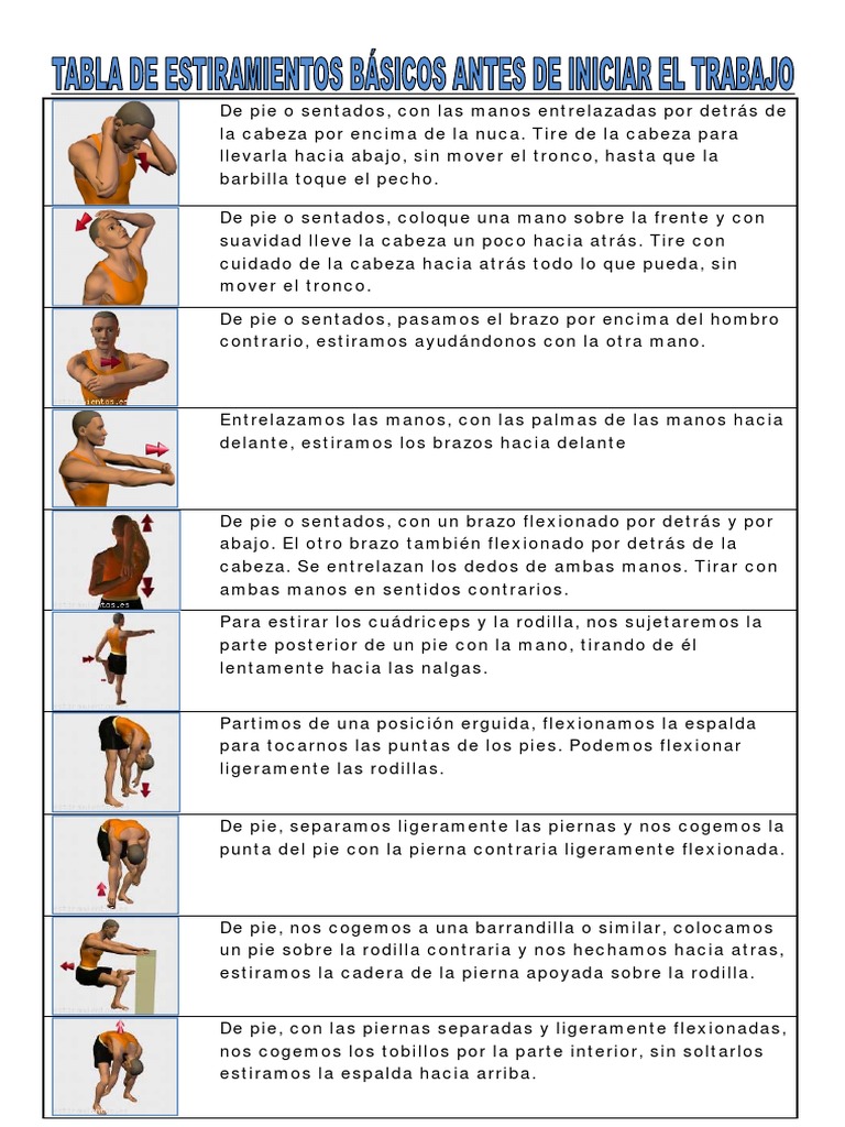 Tabla de Estiramientos Completos | PDF | Mano | Pie