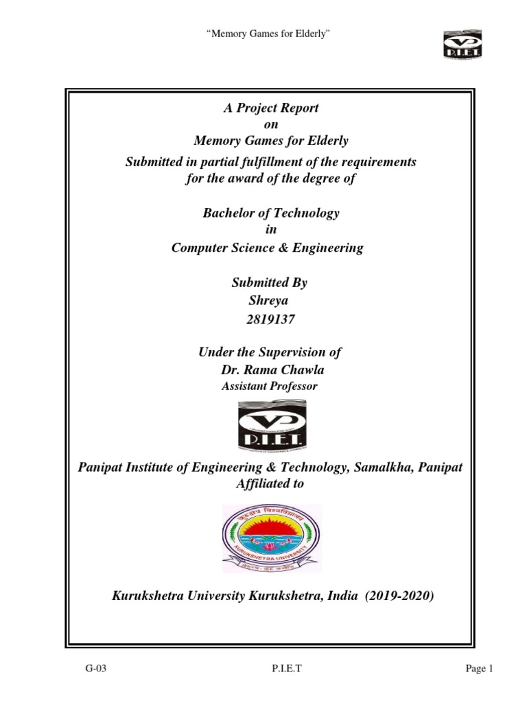 Project Report Gaming For Elderly | PDF | World Wide Web | Internet & Web