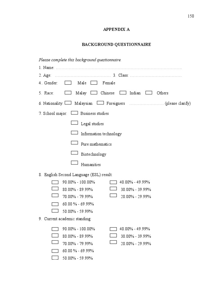 Appendices | PDF | English As A Second Or Foreign Language | English ...