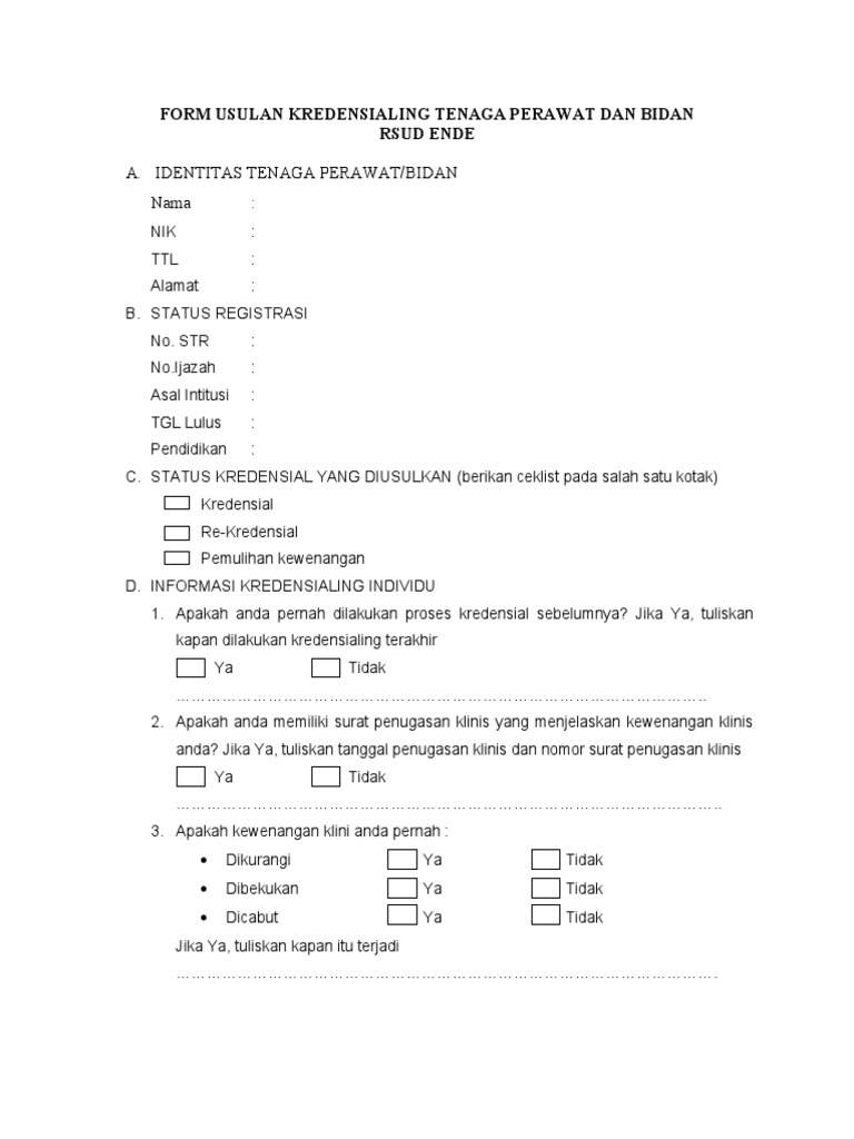 Form Usulan Kredensial | PDF