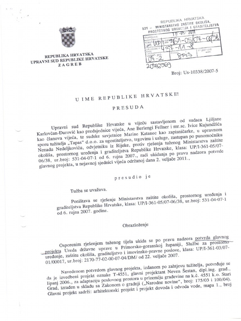 Presuda - Odluka Ustavnog Suda Potvrda Glavnog Projekta | PDF