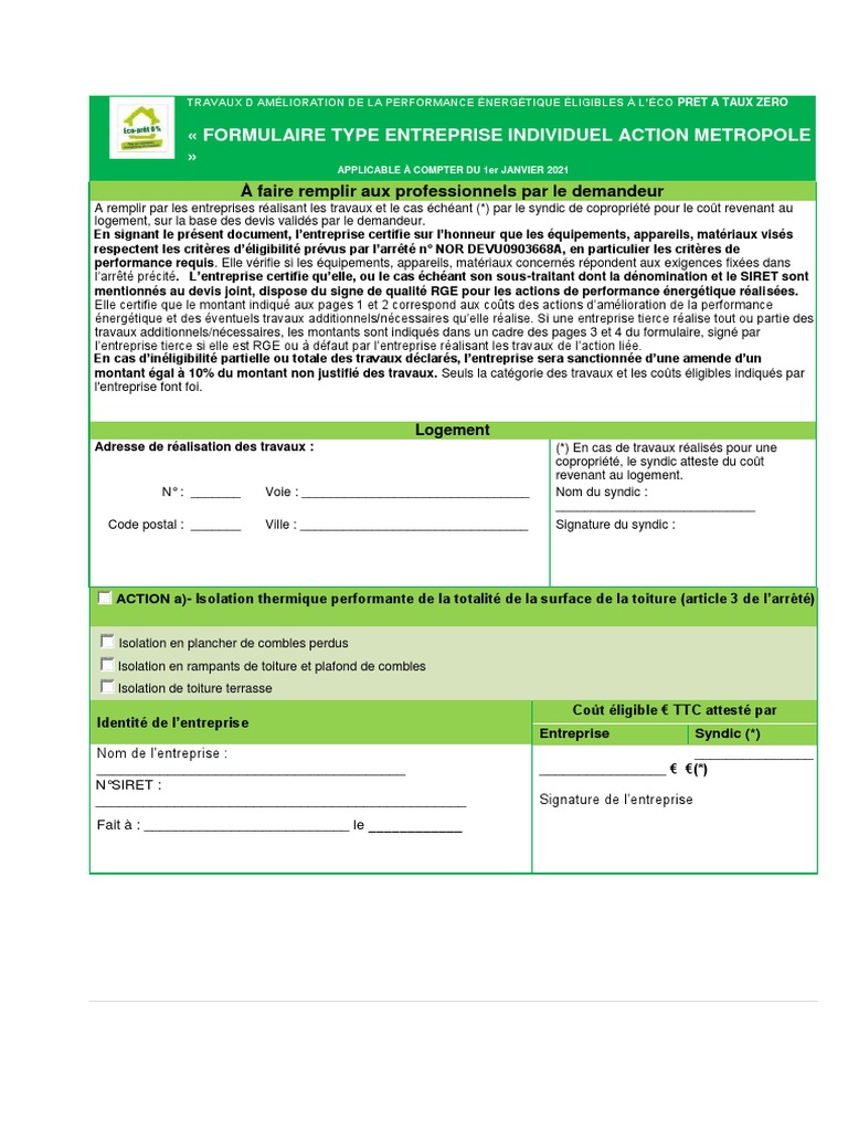 Formulaire Éco-PTZ pour Entreprises | PDF | Isolation thermique du ...