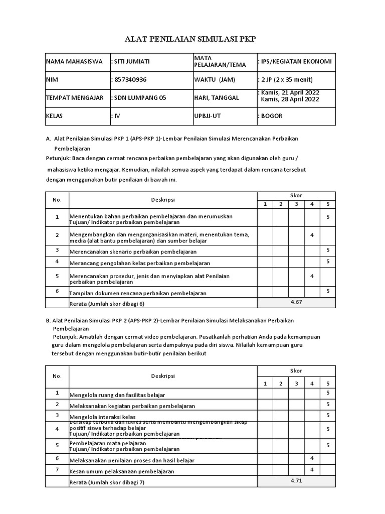 Alat Penilaian Simulasi PKP | PDF | Karier & Perkembangan