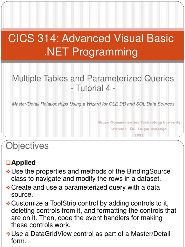 Tutorial4 - Wizard - Multiple Tables and Parameterized Queries - 2022 | PDF | Visual Basic .Net ...