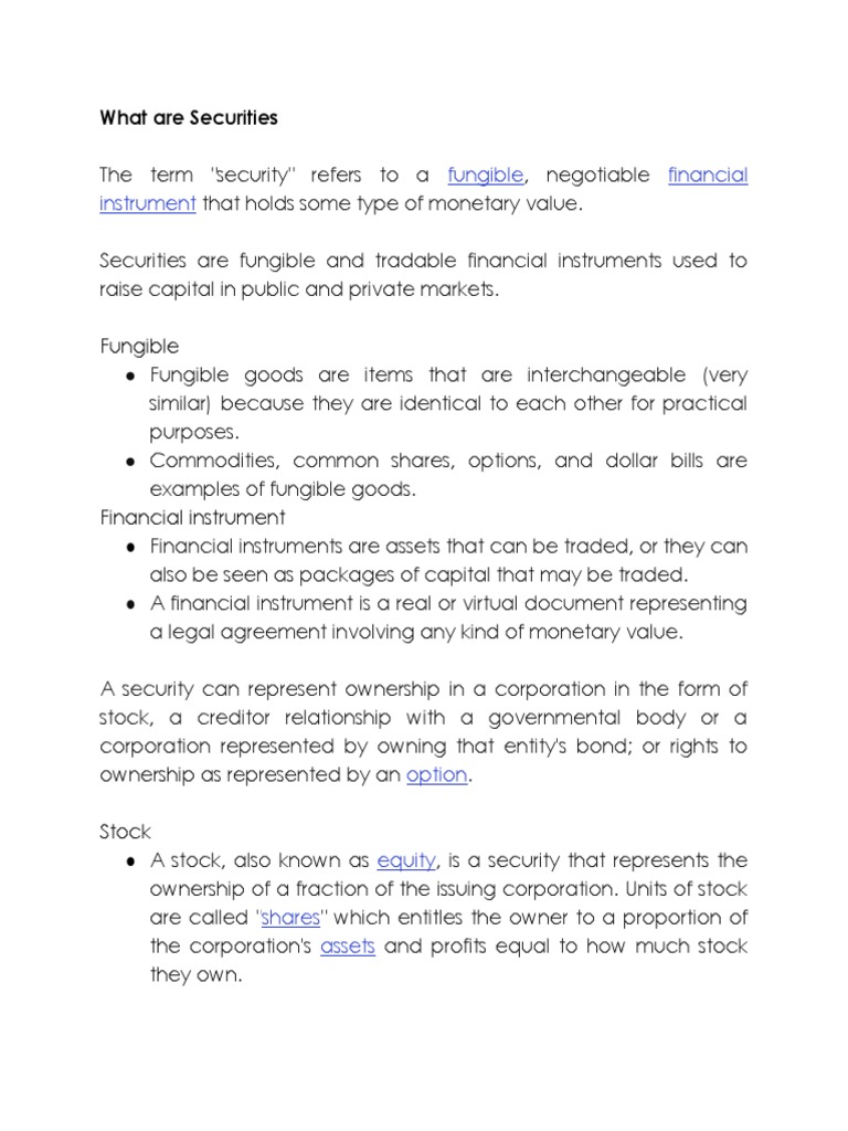 Module 3. Securities (Lecture Notes) | PDF | Securities (Finance) | Stocks