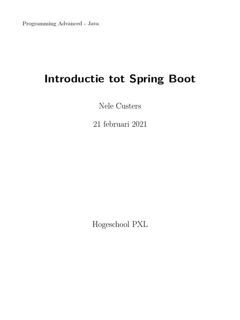Spring Boot Introductie | PDF