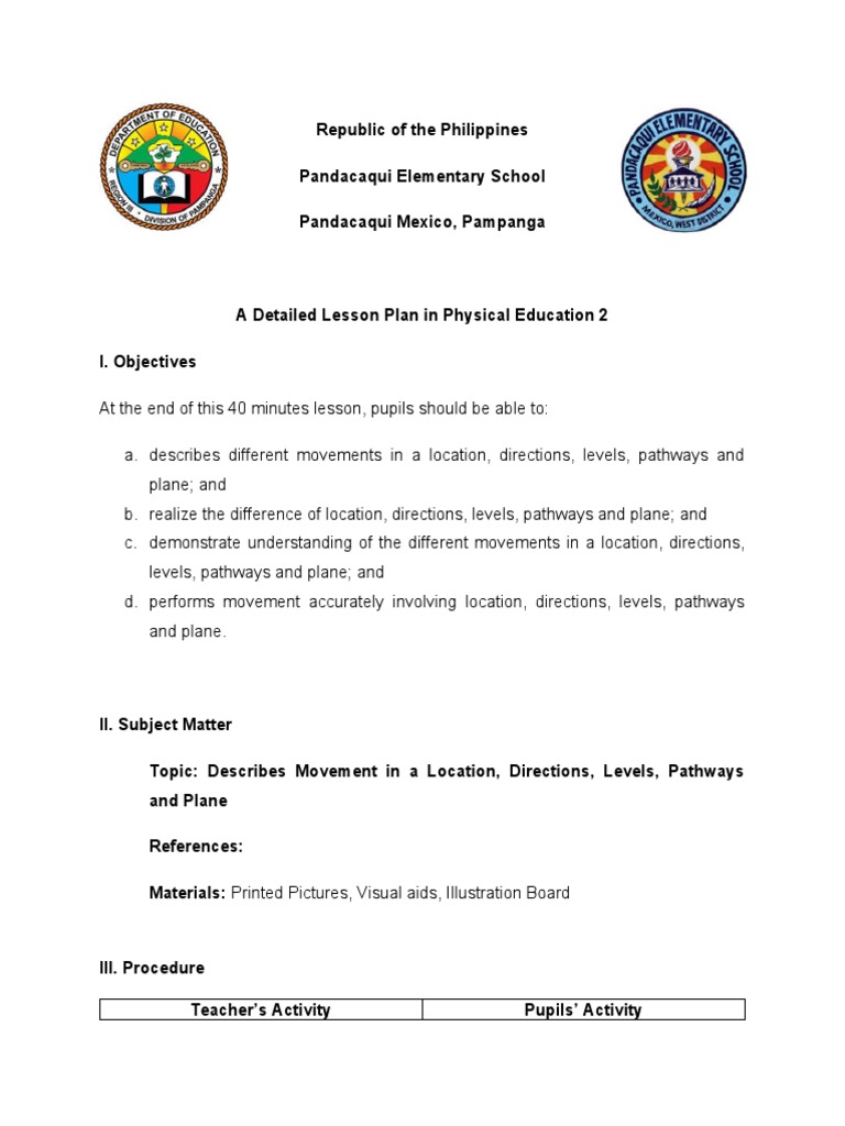 Detailed Lesson Plan in PE 2 Kyla. BEED 2A | Download Free PDF | Lord's ...