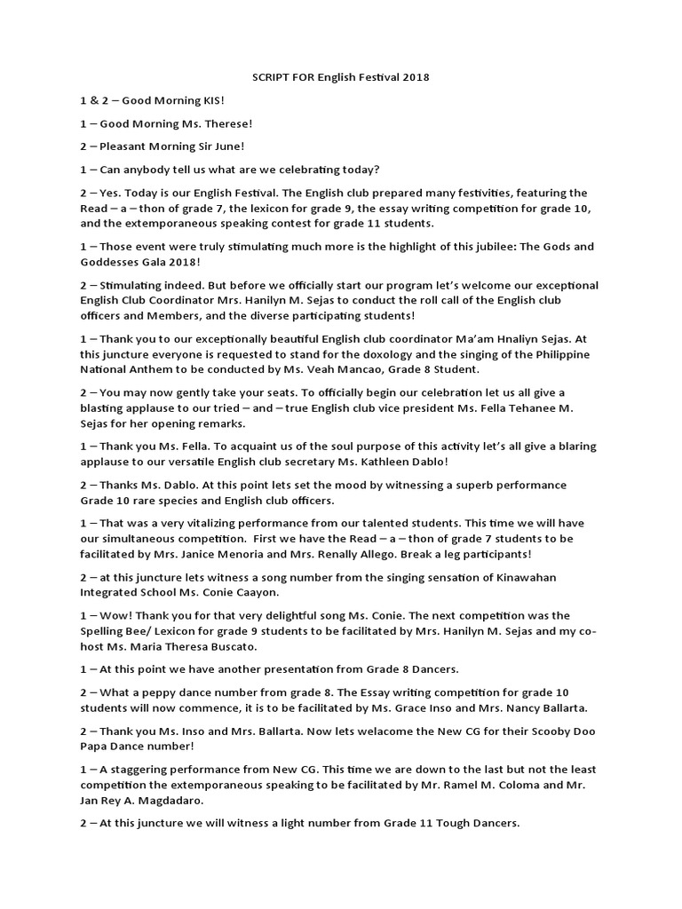 Emcee Sample Script | PDF | Human Communication