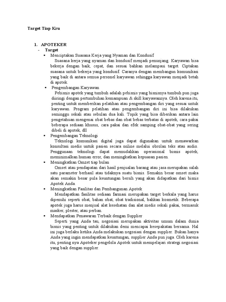 Target Tiap Kru | PDF