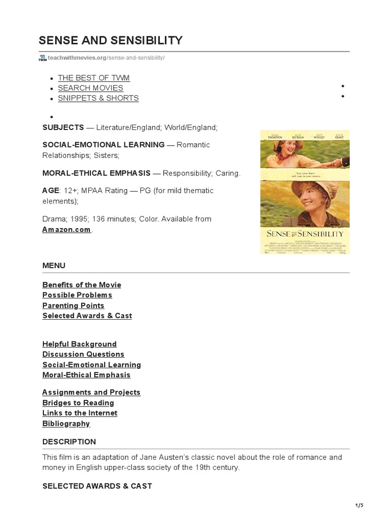 Sense and Sensibility | PDF | Elinor Dashwood | Jane Austen