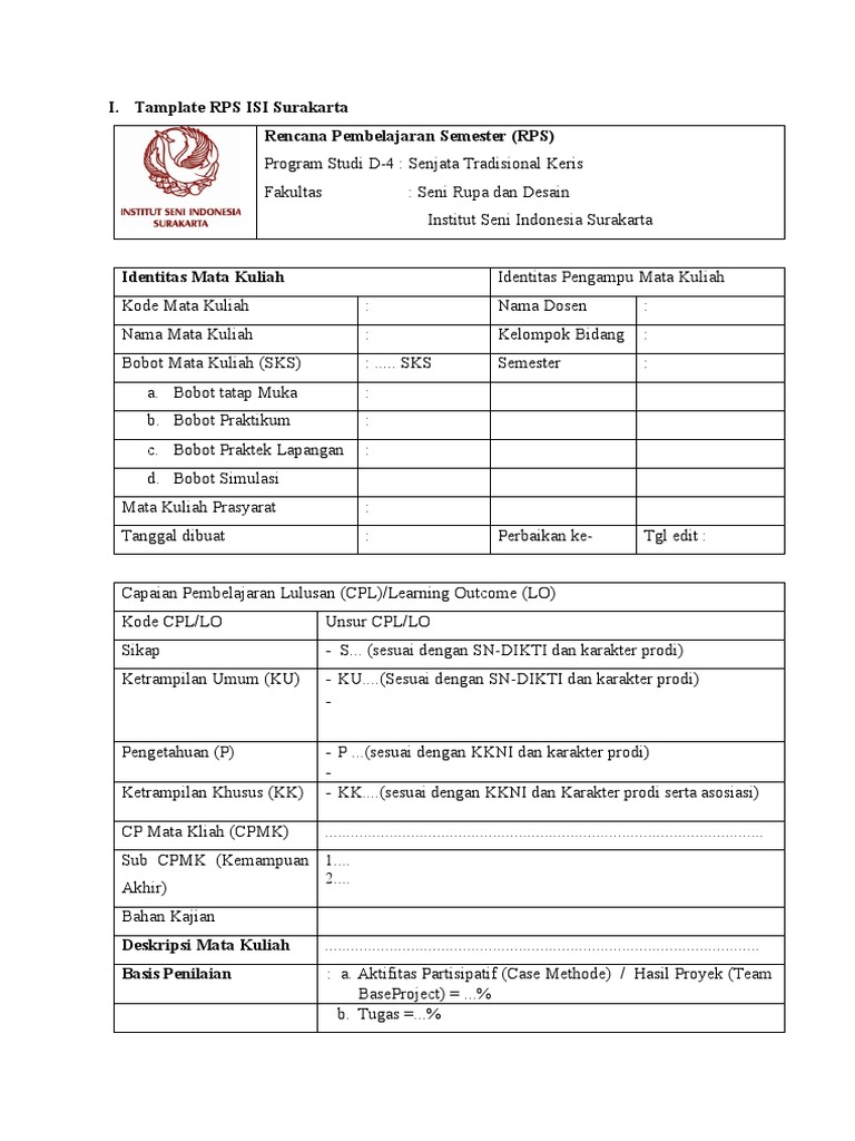 RPS Senjata Tradisional Keris ISI Surakarta | PDF