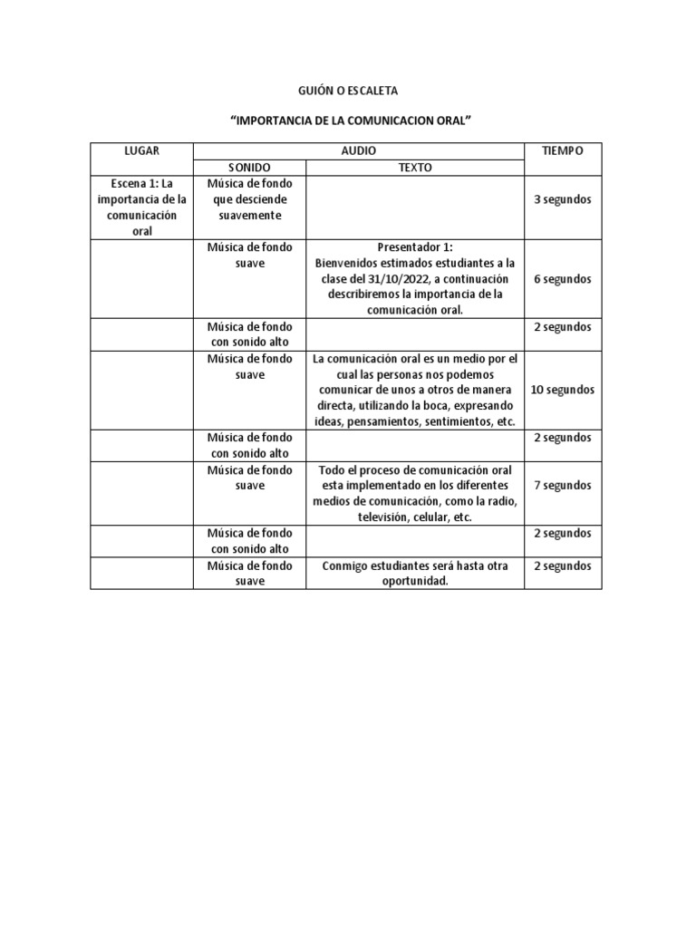 Guión o Escaleta | PDF