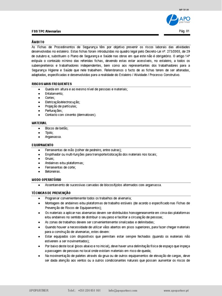 Fss TPC Alvenarias | PDF | Argamassa (alvenaria)