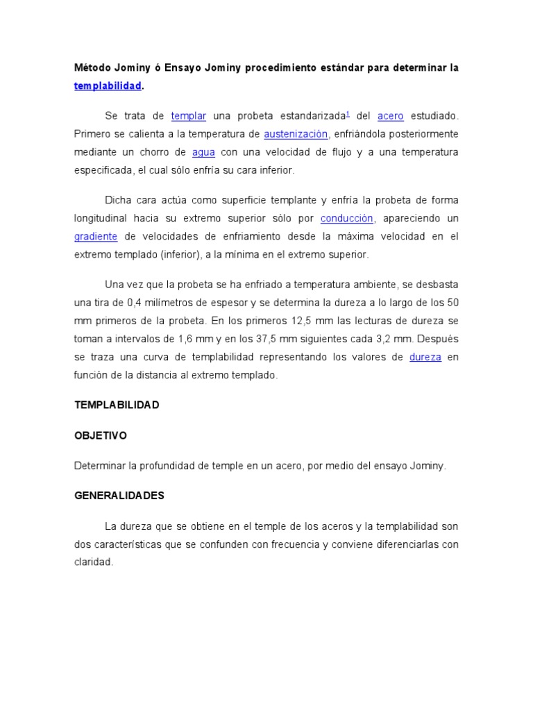 Método Jominy o Ensayo Jominy Es Procedimiento Estándar para Determinar ...