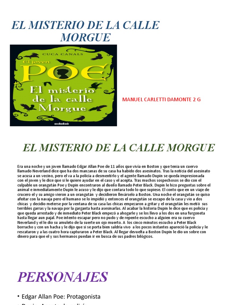 El misterio de la calle Morgue: resumen | PDF | Arte | Novela negra, policíaca y suspenso