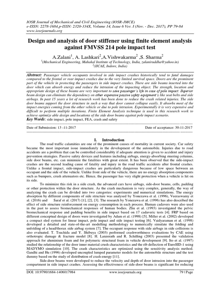 Design and Analysis of Door Stiffener Using Finite Element Analysis ...